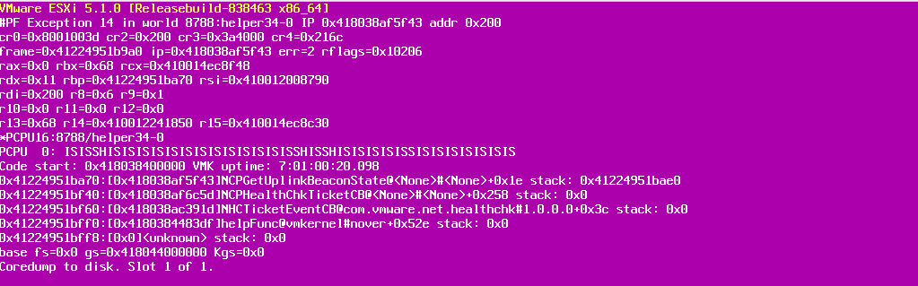 VMware ESXi 5.1 Purple Screen Exception 14 – Beacon Probing | Null Byte